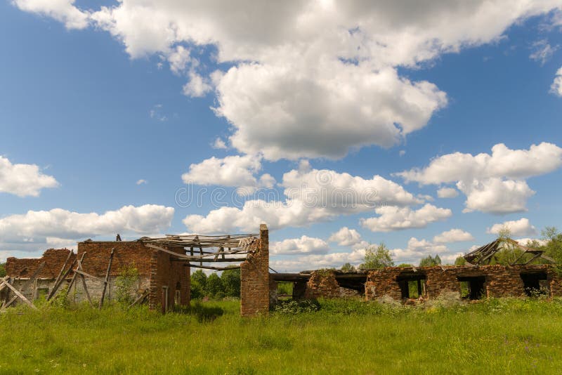 Ruins in summer stock image. Image of grass, brick, broken - 219075913