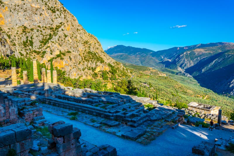 Ruins of Temple of Apollo at Ancient Delphi, Greece Stock Photo - Image ...