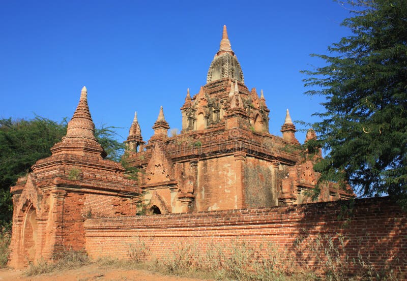 Ruins of Temple with a Brick Wall at Bagan, Myanmar Stock Photo - Image ...