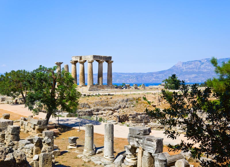 Ruins Of Temple In Corinth, Greece Stock Image - Image of colonnade ...
