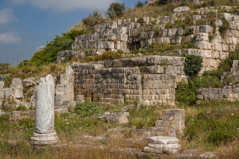 Ruins of Temple of Eshmun Near Sidon Stock Photo - Image of town ...