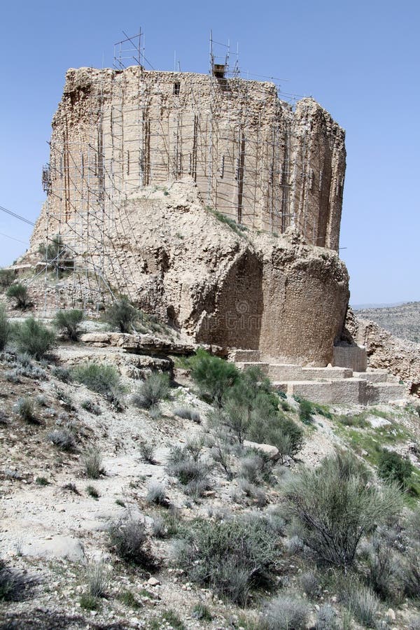 The Arc in Ruins of Qaleh Dokhtar , Sassanid Fire Temple on Top of Peak ...