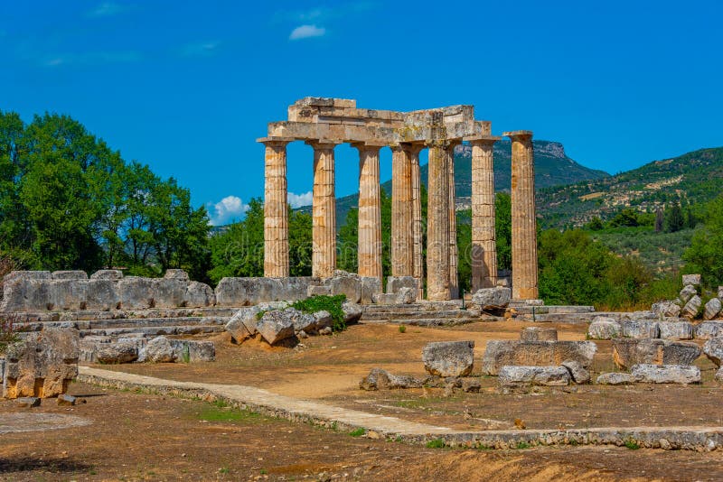 Ruins of Temple of Zeus at Ancient Nemea Complex in Greece Stock Image ...