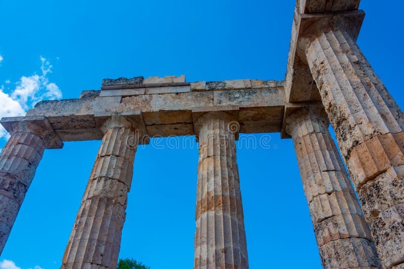 Ruins of Temple of Zeus at Ancient Nemea Complex in Greece Stock Photo ...