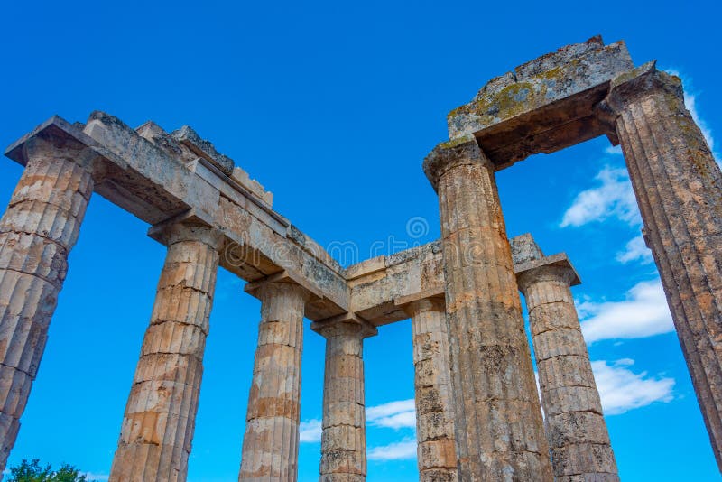 Ruins of Temple of Zeus at Ancient Nemea Complex in Greece Stock Photo ...