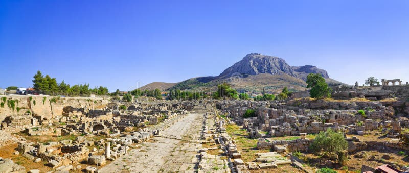 Ruins of Town in Corinth, Greece Stock Photo - Image of culture, europe ...