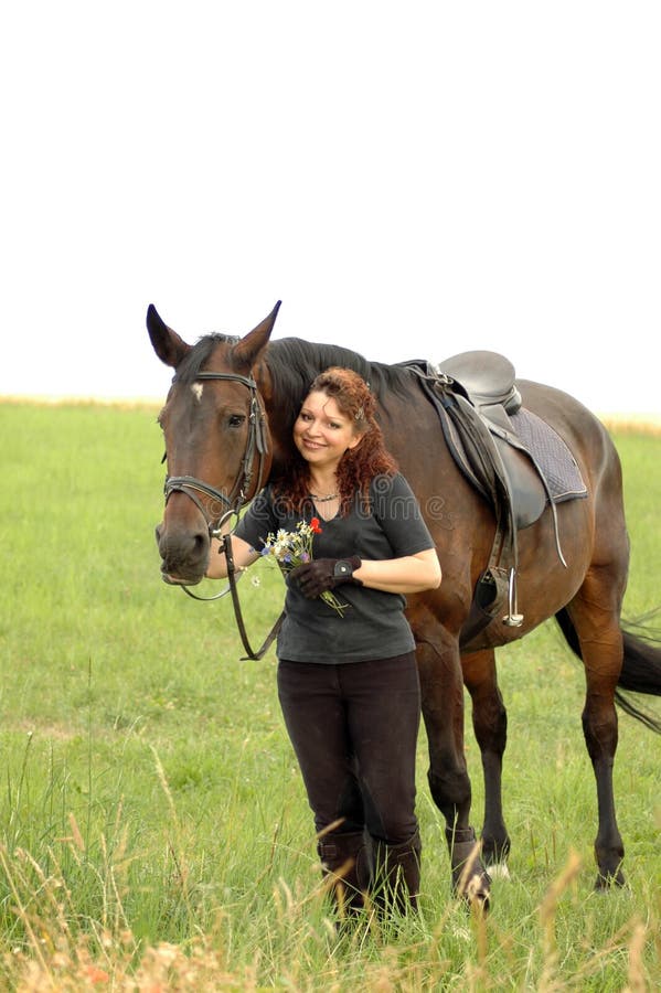Ruiter en paard. stock afbeelding. Image of ruiter, boeket - 13496401