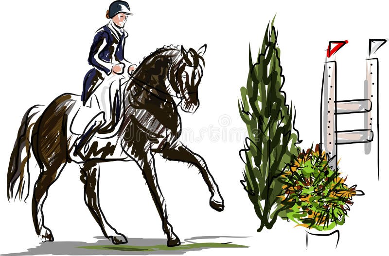 Ruiter Op Paard Het Springen Vector Illustratie - Illustration of ...