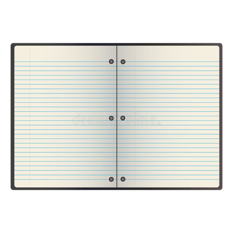 Pages of Ruled Notebook Paper in Open File Folder Stock Vector ...