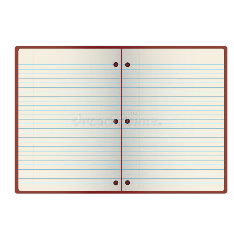 Pages of Ruled Notebook Paper in Open File Folder Stock Vector ...