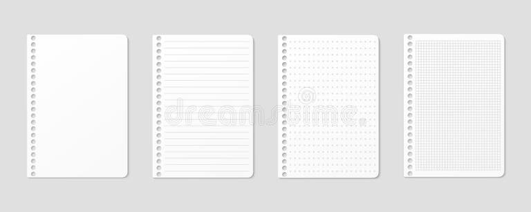Ruled, Gridded and Dotted Sheets. Blank Sheets of Notebook with Grid ...