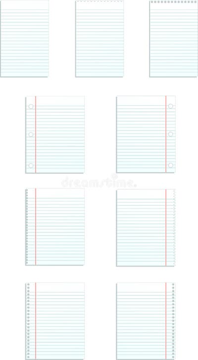 Ruled Paper Blank Vector Templates Stock Vector - Illustration of white ...
