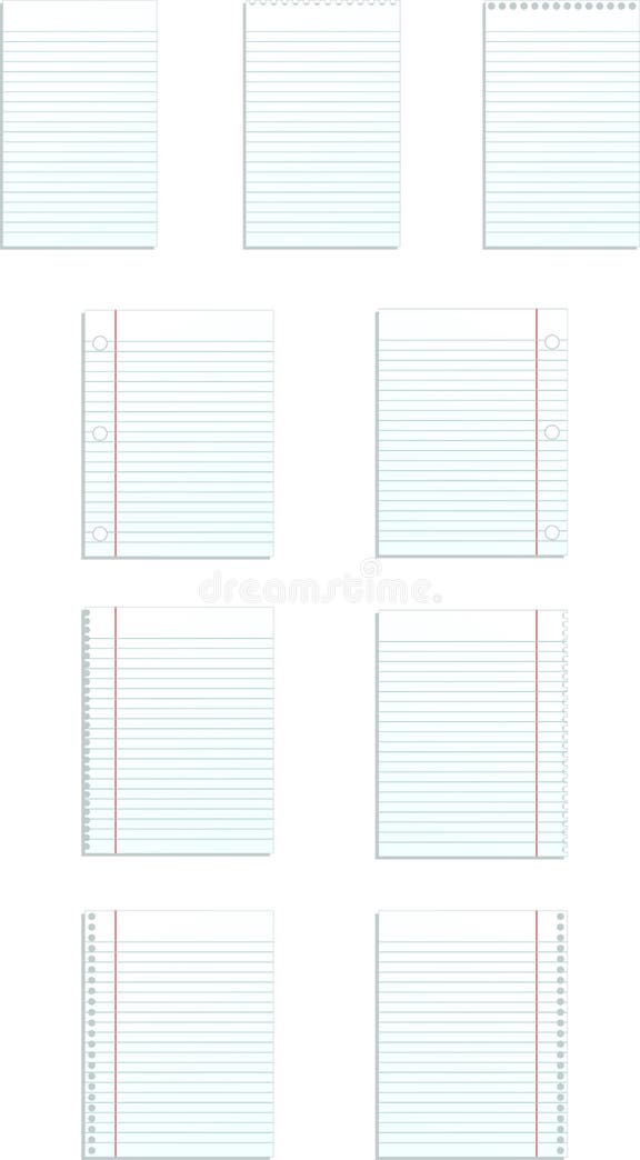 Ruled Paper Blank Vector Templates Stock Vector - Illustration of white ...