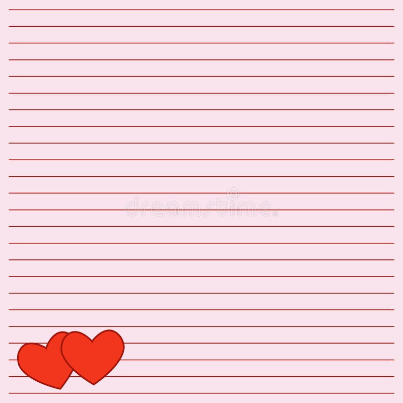 The Ruled Writing Book Leaf with a Hearts Stock Vector - Illustration ...