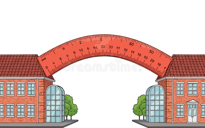 Ruler Bridge between Buildings Illustration, Education Link Metaphor ...
