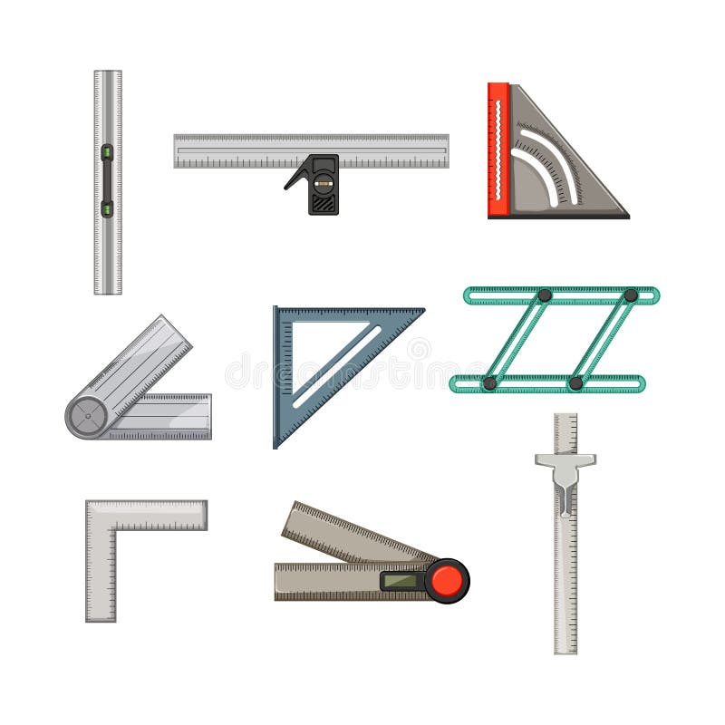 Ruler Builder Set Cartoon Vector Illustration Stock Illustration ...