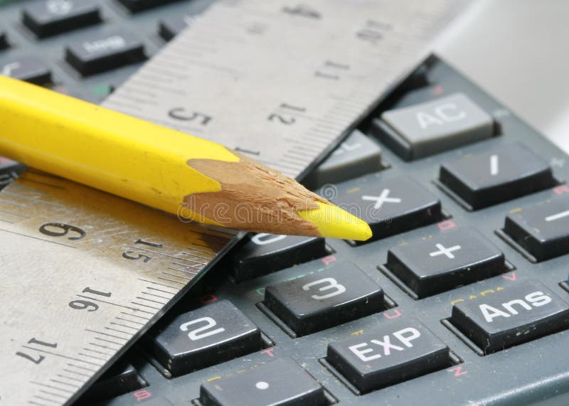 Ruler,calculator and Pencil Stock Image - Image of economy, business ...