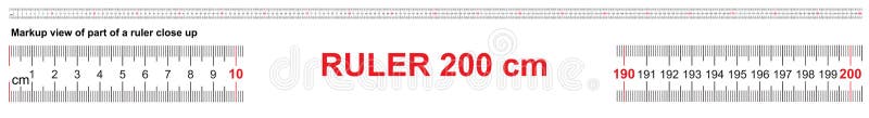 Ruler Of 2000 Millimeters. Ruler Of 200 Centimeters. Ruler Of 2 Meters ...