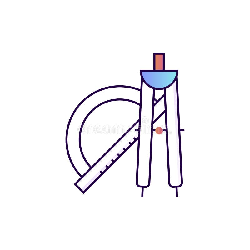 Ruler with Compass Icon. School Geometry Equipment Stock Vector ...