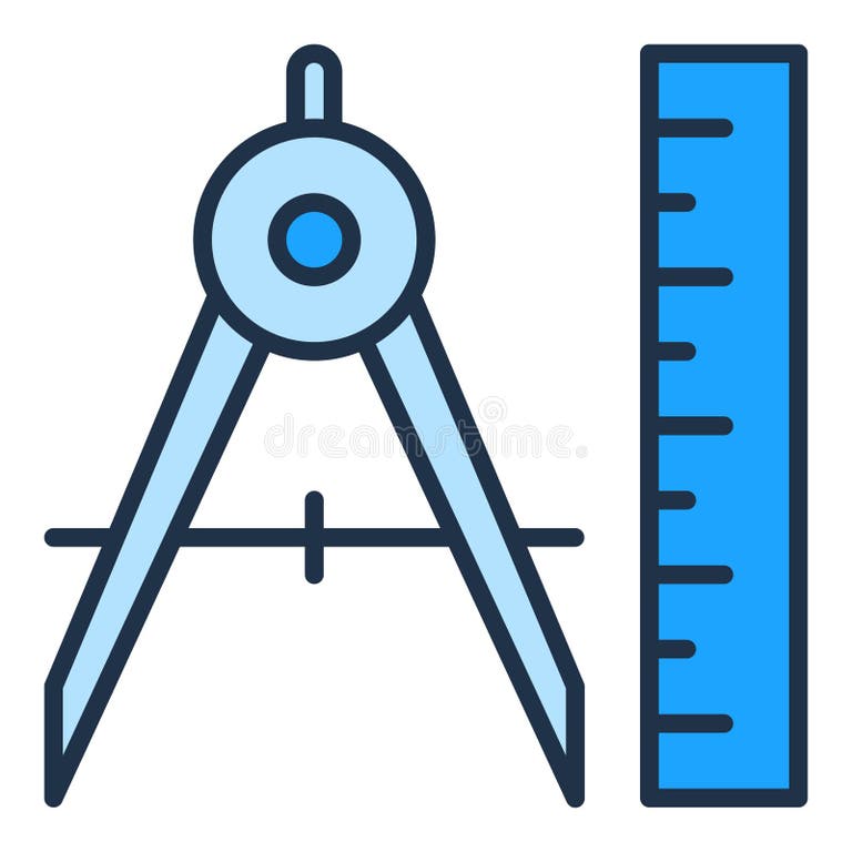 Ruler and Compass Vector Mathematics Tools Concept Blue Icon Stock ...