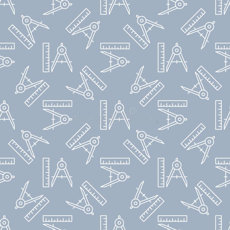 Ruler and Compass Vector Maths Tools Concept Outline Seamless Pattern ...