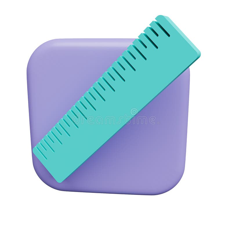 Ruler 3d Icon Render Illustration Stock Illustration - Illustration of ...
