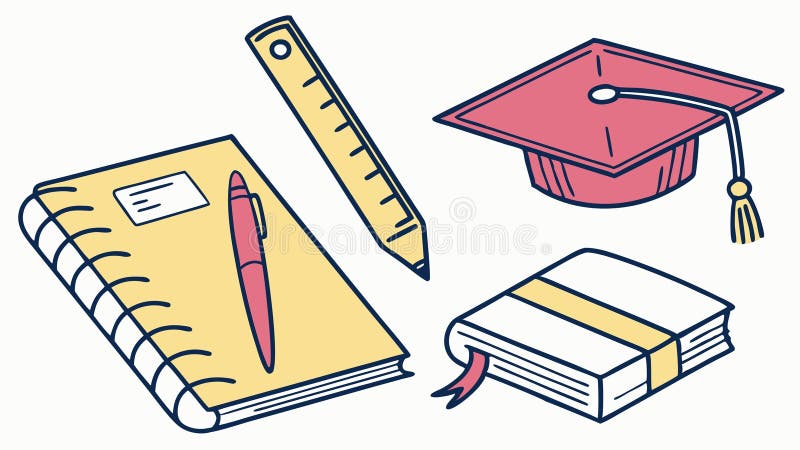 Ruler, Graduation Cap, and Open Book. Symbols of Academic Growth ...