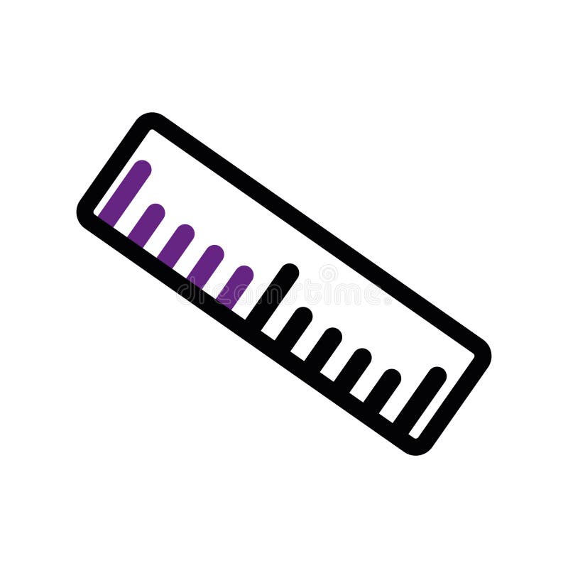 Ruler Icon with Purple Markings and Black Outline Vector Stock Vector ...