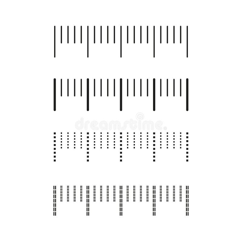 Ruler Icon Set. Measurement Detail Shapes. Dashed Line Graphics. Black ...