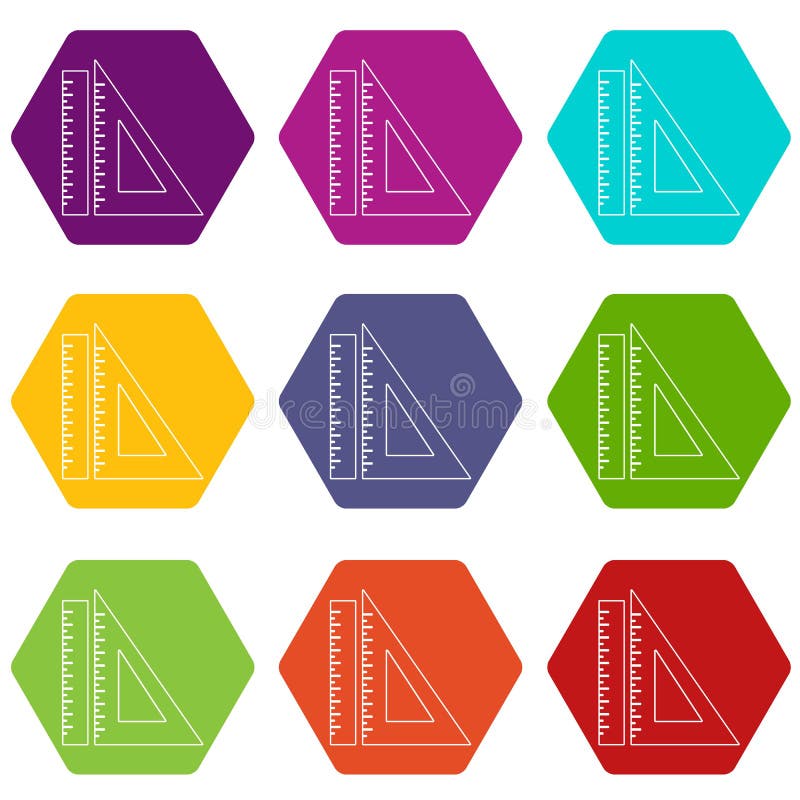 Ruler icons set 9 vector stock vector. Illustration of equipment ...