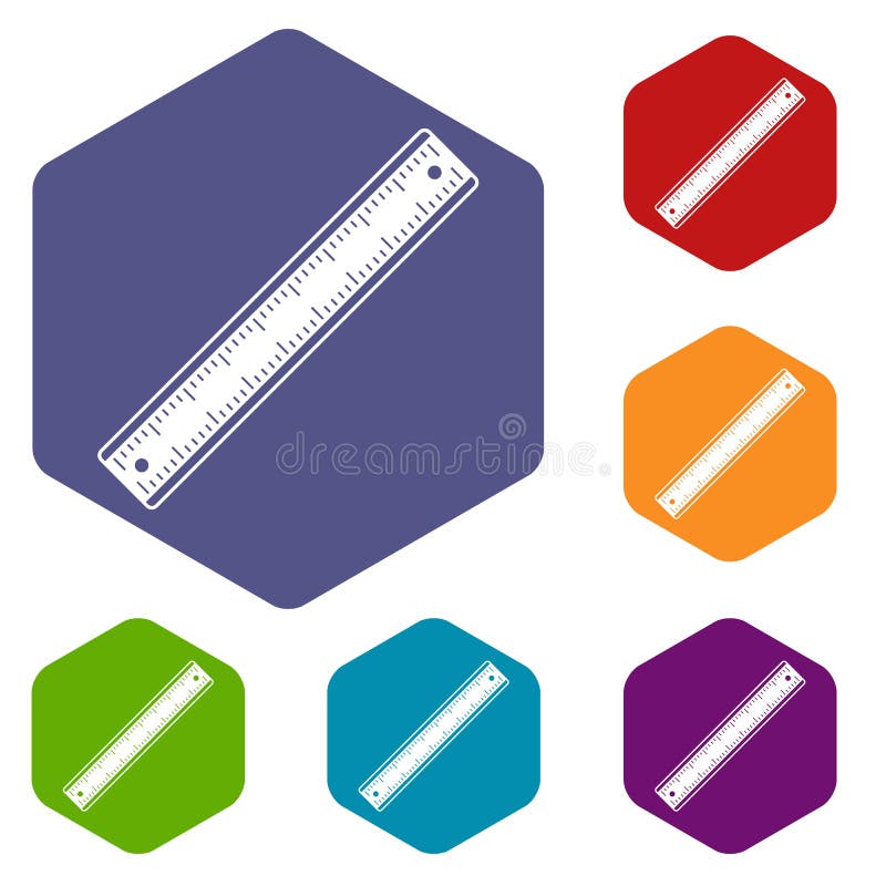 Ruler icons set hexagon stock vector. Illustration of office - 91692517