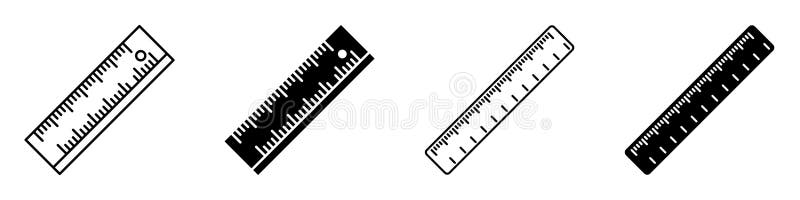 Ruler Icons Versions Set in Black Flat and Line Style Stock Vector ...