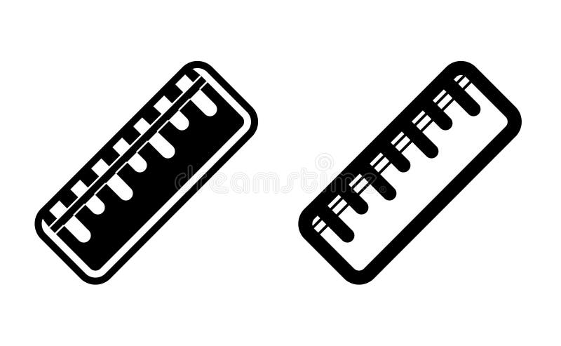 Ruler Linear Icon Vector, Black and White Version Stock Illustration ...