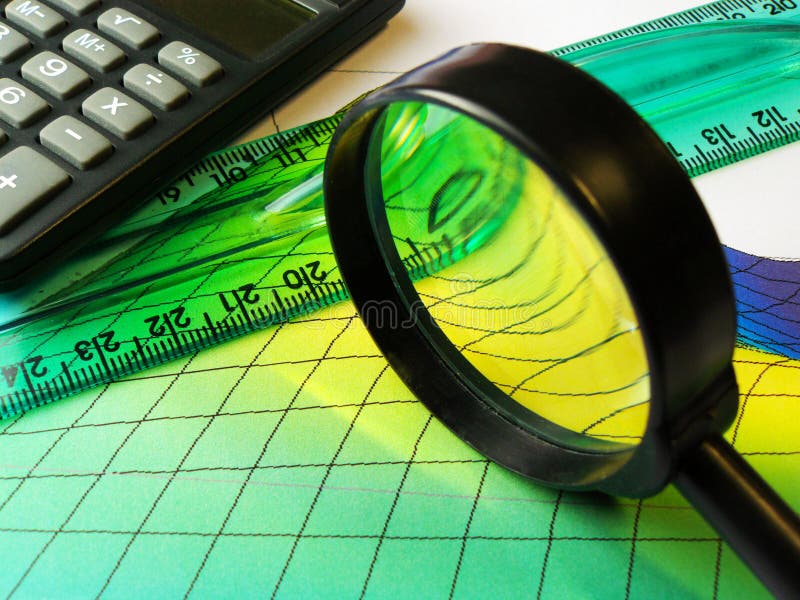 Ruler and magnifying glass stock photo. Image of monetary - 7918264