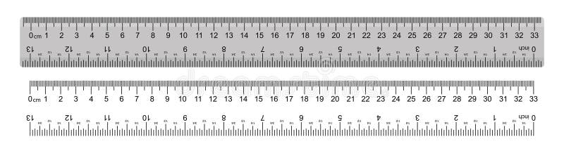 Ruler Marked with Centimeters, Inches and Combined Rectangular Shapes ...