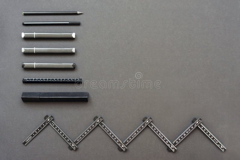 Ruler and Markers are on the Black Space. Place for Text Stock Image ...