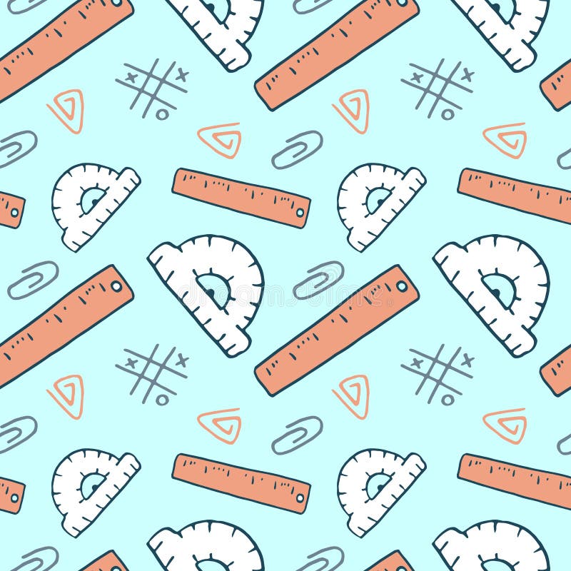 Ruler and Paper Clip School Seamless Pattern Stock Vector ...