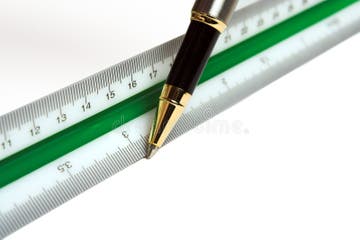 Ruler and pen stock photo. Image of tool, inch, precision - 960046