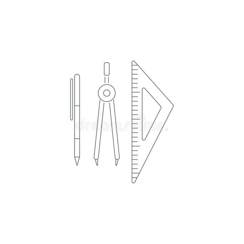 Rolled Drafts with a Pencil, a Ruler and Compasses. Vector Illus Stock ...