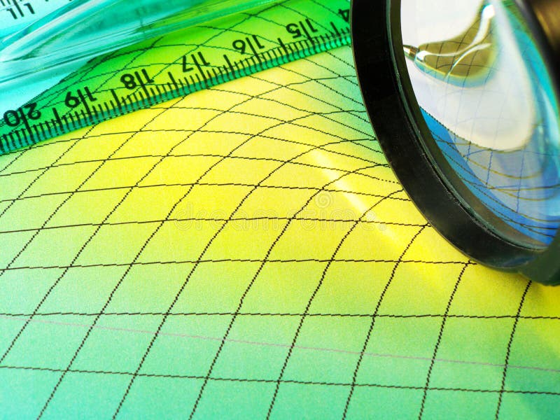 Ruler, Pen and Magnifying Glass Stock Photo - Image of diagramm ...