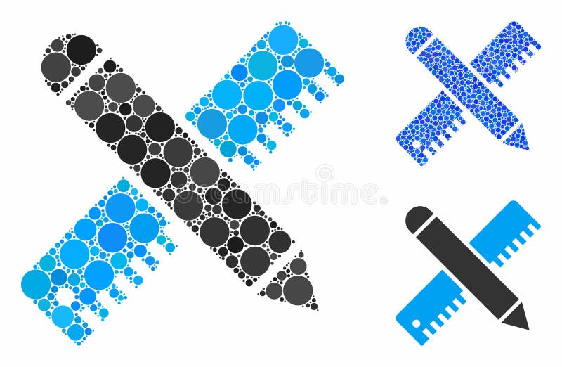 Ruler and Pencil Design Tools Composition Icon of Circles Stock ...