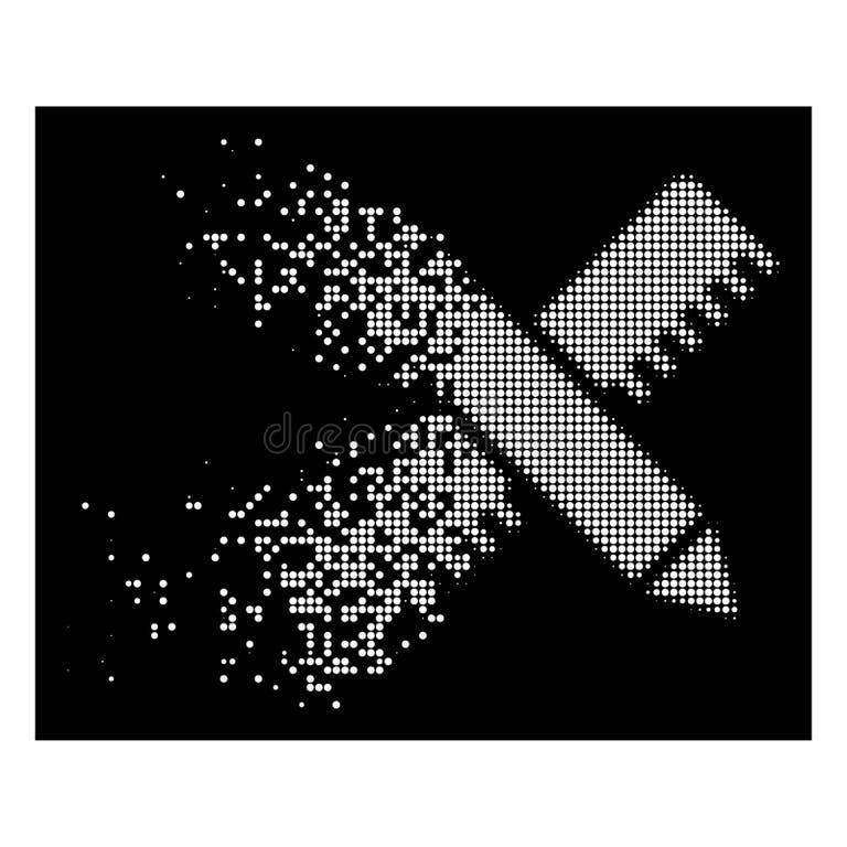 Bright Dispersed Dot Halftone Ruler and Pencil Design Tools Icon Stock ...