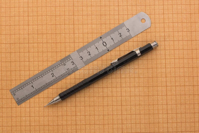 Ruler and Pencil on Graph Paper Stock Image - Image of document, math ...