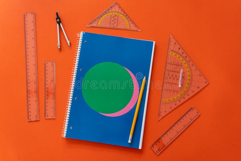 Ruler and Pencil at Open Notepad. Accessories for Learning Mathematics ...