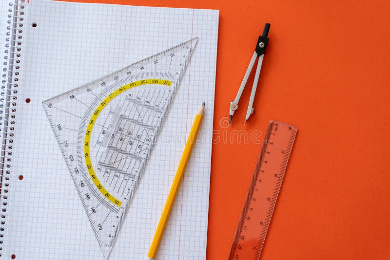 Ruler and Pencil at Open Notepad. Accessories for Learning Mathematics ...