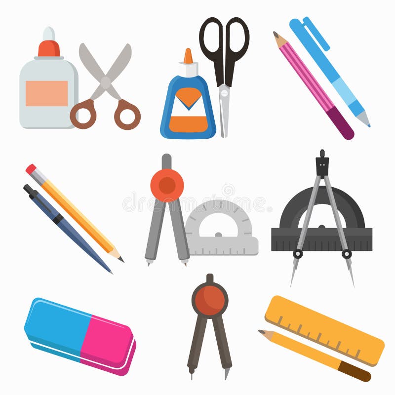 Ruler and Pencil, Paper Glue, Geometry, School Chancery Vector Clip Art ...