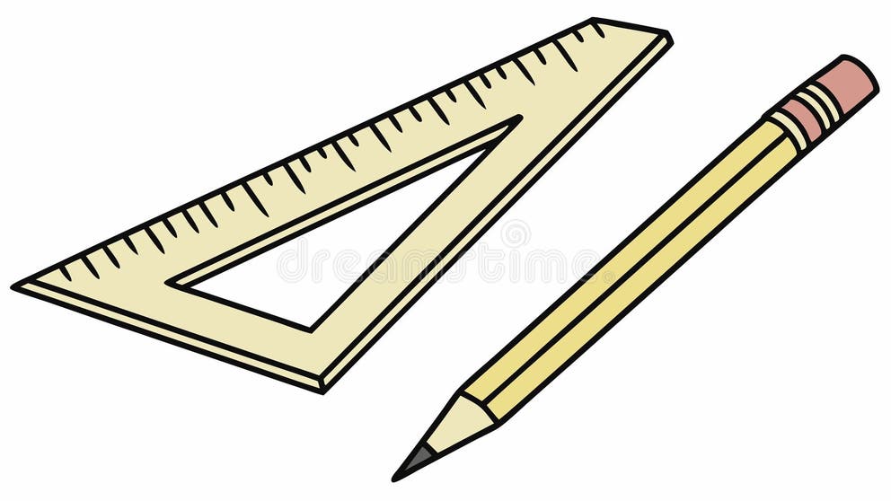Ruler and Pencil Set, Basic Drawing Tools Vector Design Generative AI ...