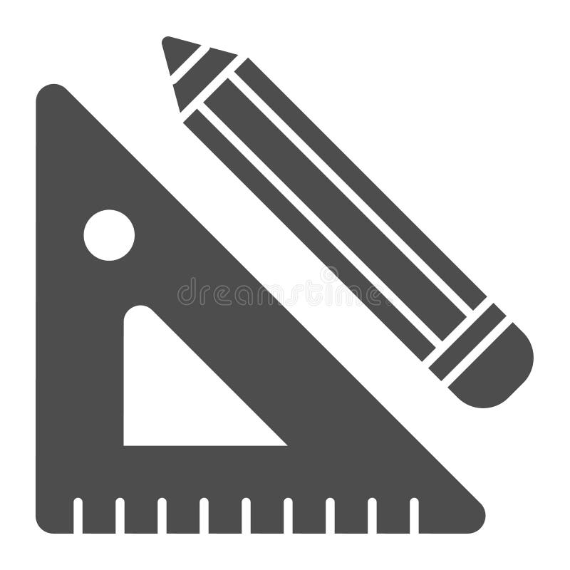 Ruler and Pencil Thin Line Icon. Draft Tools Vector Illustration ...