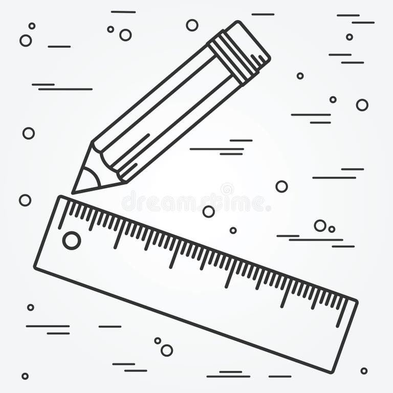 Ruler and Pencil Thin Line Design. Ruler and Pencil Pen Icon Stock ...