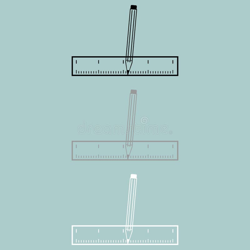 Ruler and Pencil Three Items Icon. Stock Vector - Illustration of icon ...